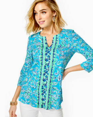 Lilly Pulitzer Upf 50+ Karina Chillylilly Tunic Top In Turquoise Oasis ...