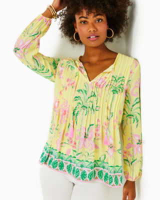 Lilly Pulitzer Marilina Tunic Top In Finch Yellow Tropical Oasis ...