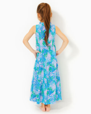 Lilly Pulitzer Girls Mini Malone Maxi Dress In Las Olas Aqua Strong ...