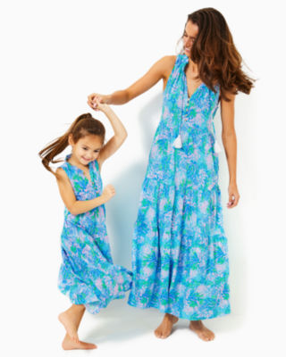 Lilly Pulitzer Girls Mini Malone Maxi Dress In Las Olas Aqua Strong ...