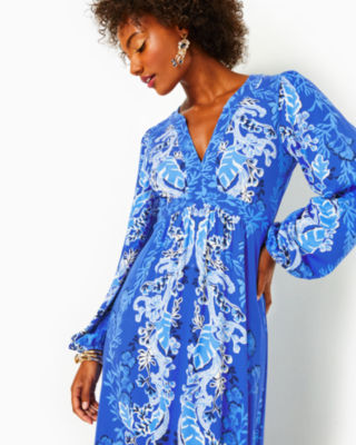 Lilly Pulitzer Wexlee Maxi Dress In Alba Blue Baja Cove Engineered Knit ...